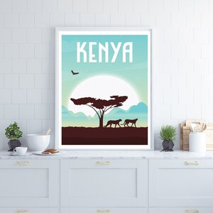 Kenya Travel Poster, Kenya Wall Art, Retro Travel Poster, Travel Wall ...