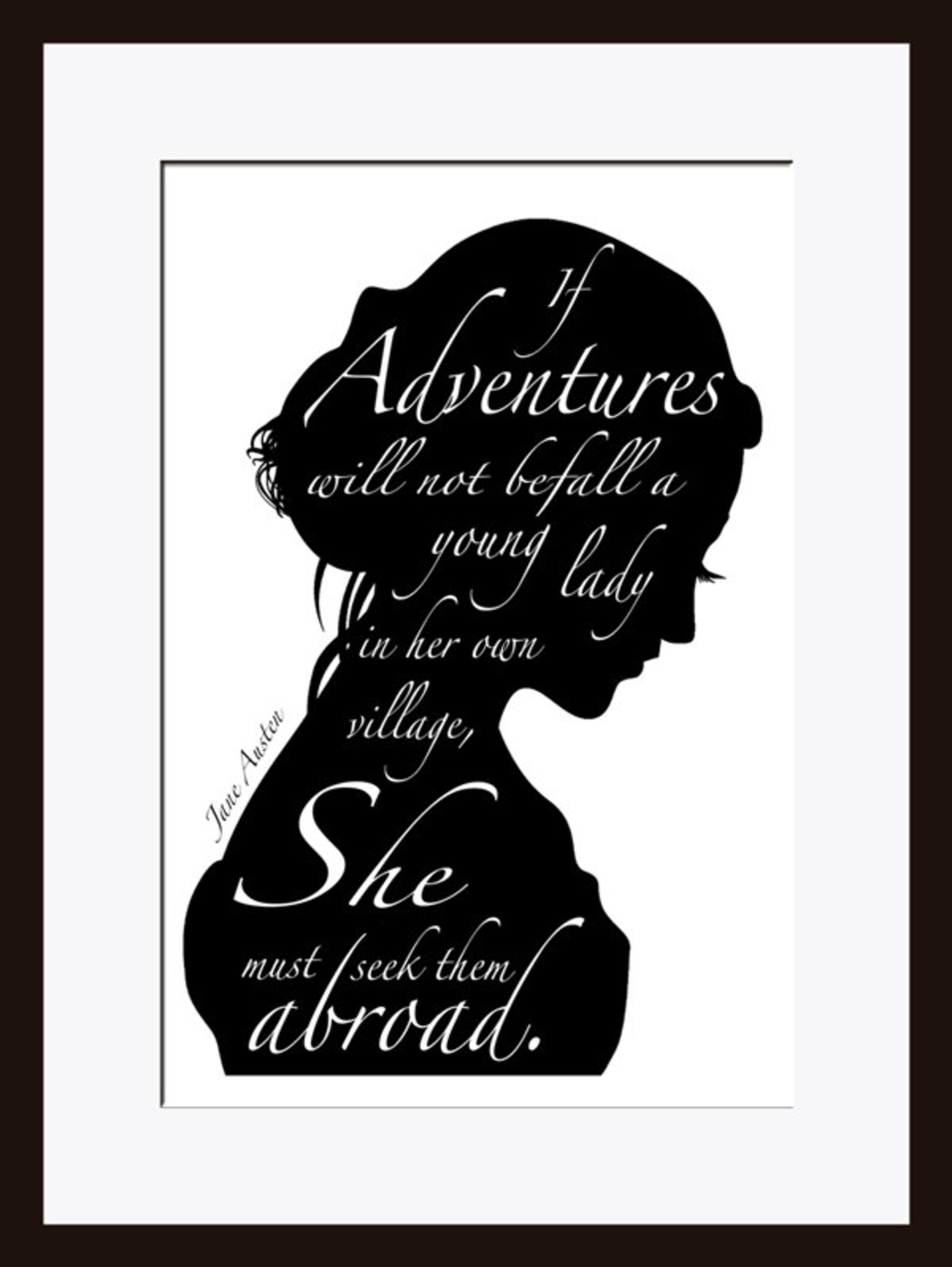 Jane Austen Quote Inspirational Quote Literary Print Black - Etsy