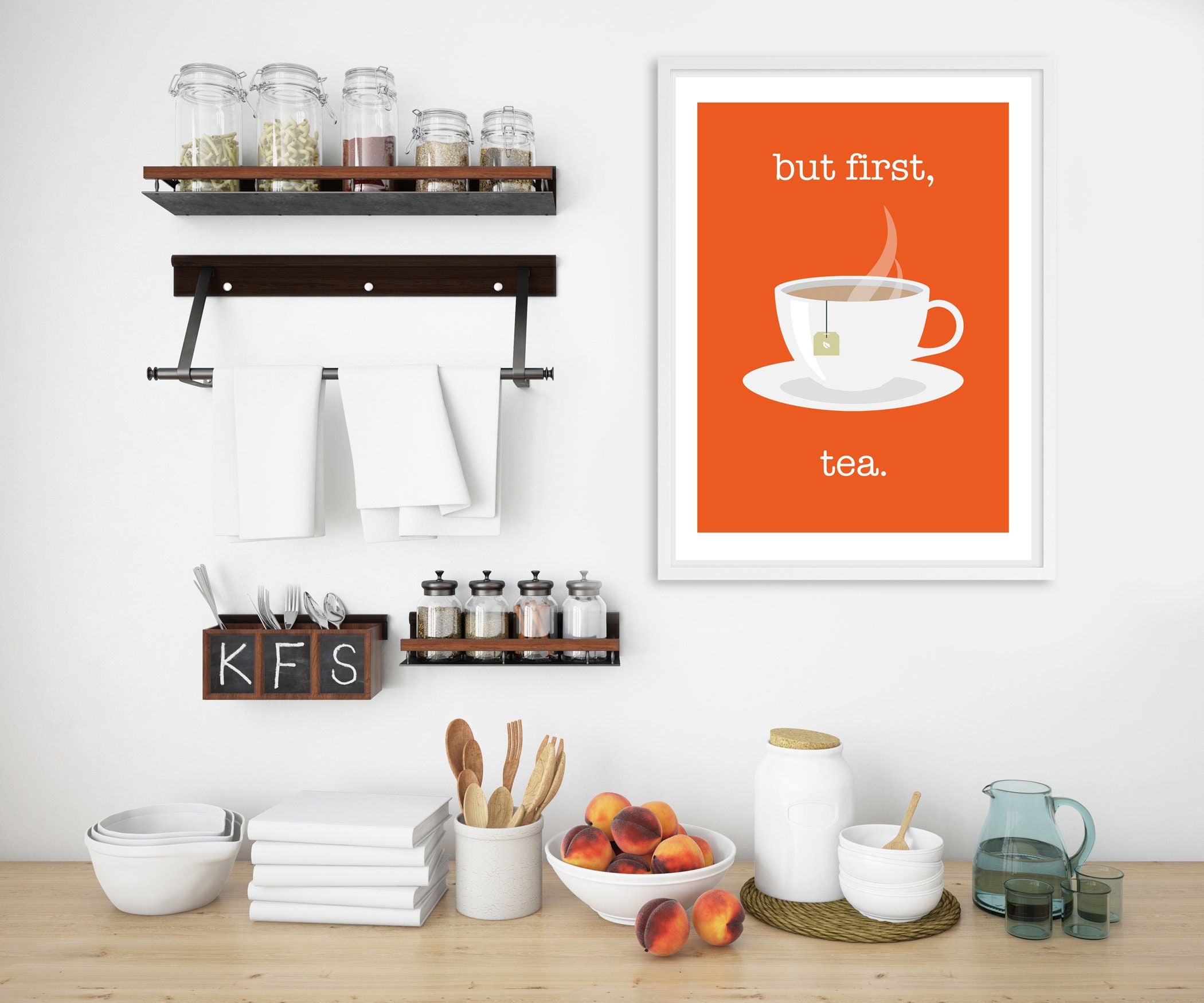 But First Tea Retro Kitchen Art Kitchen Print Breakfast | Etsy