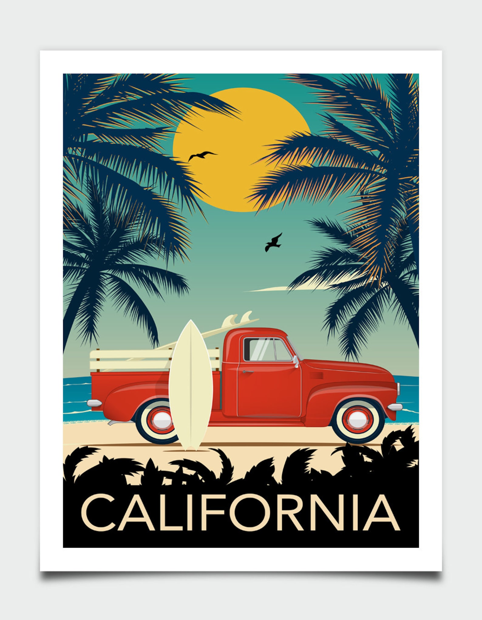 California Travel Poster, Retro California Poster, Retro Poster, Travel ...
