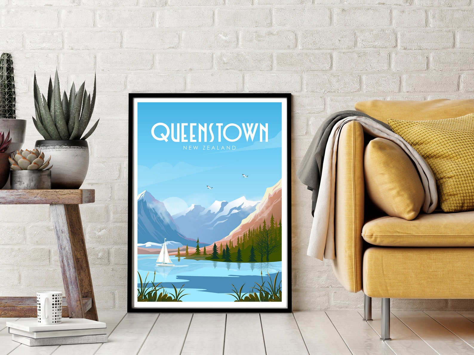 Queenstown Travel Poster New Zealand Poster New Zealand Wall - Etsy