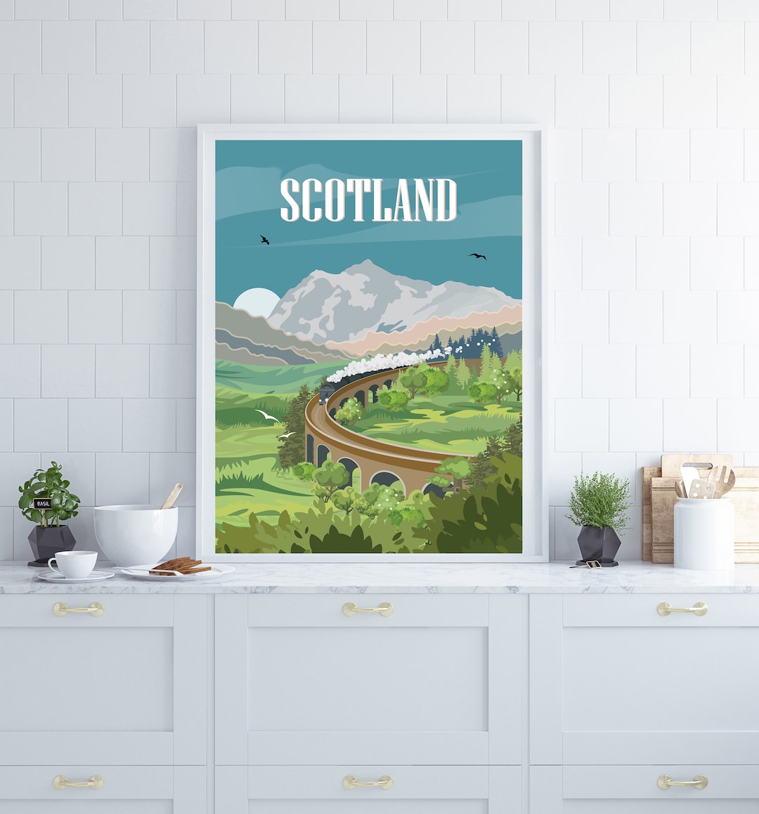Scottish Highlands Travel Poster: Mountain Landscape Art - Etsy