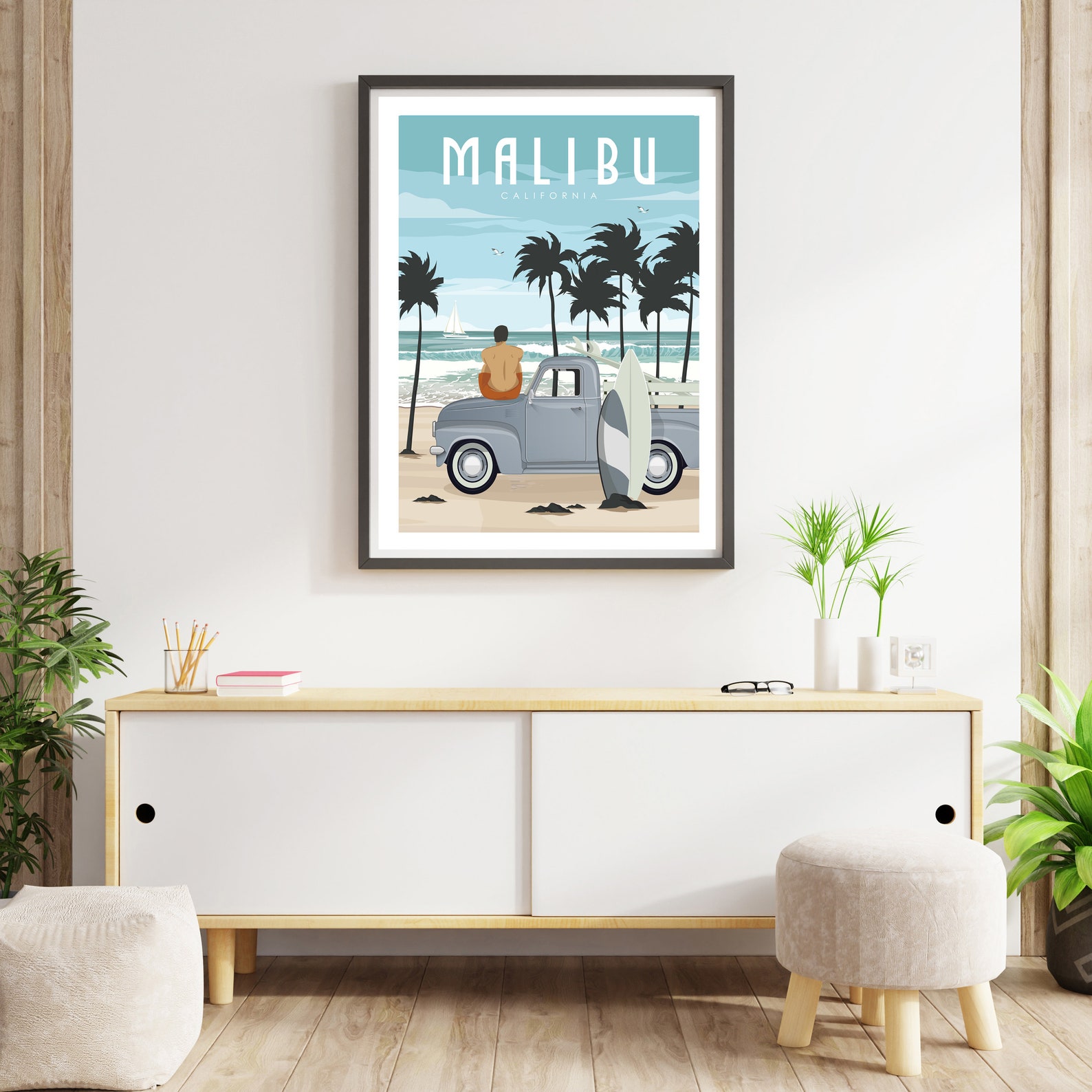 Malibu Poster Malibu Travel Poster California Poster - Etsy