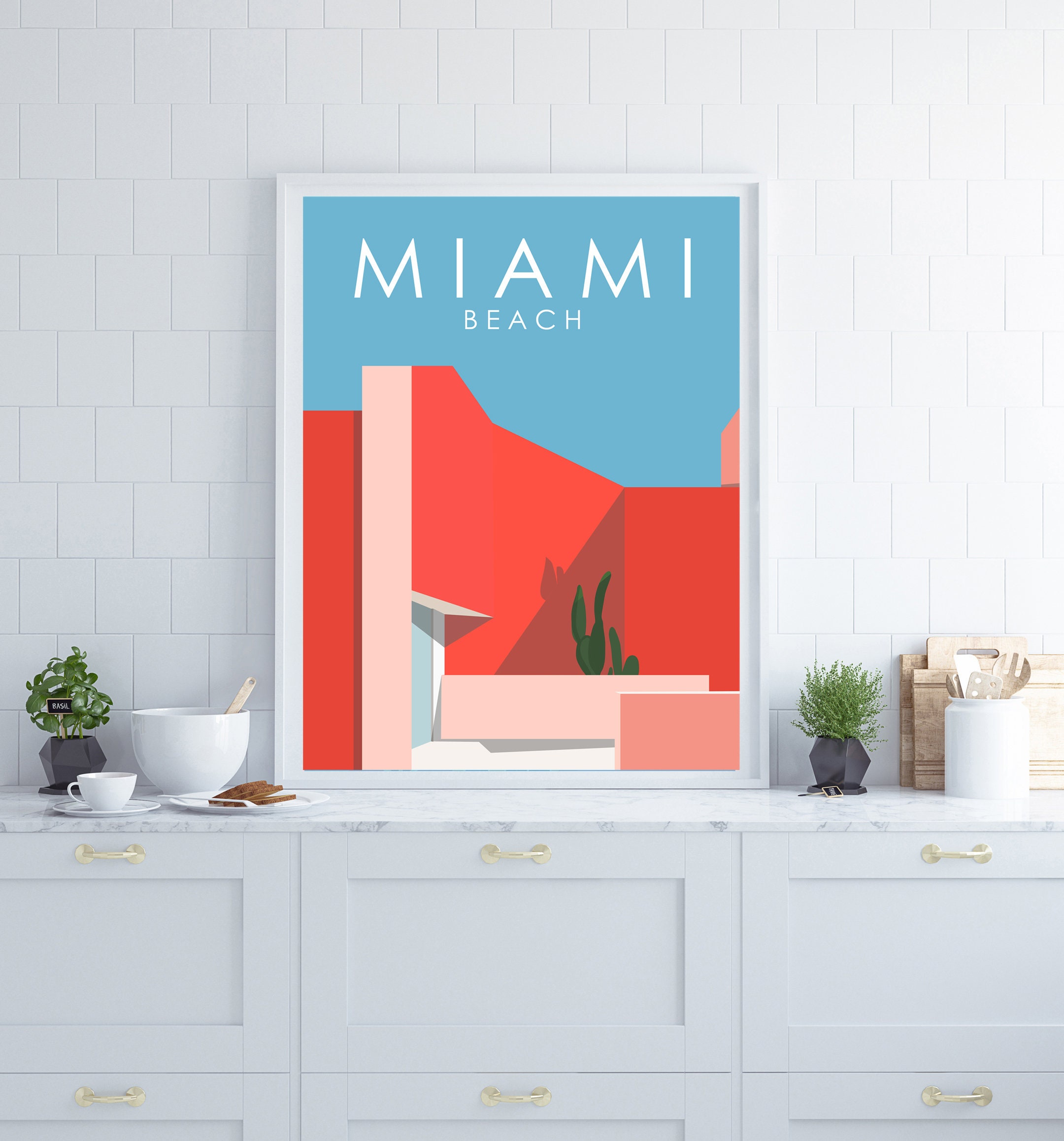 Miami Travel Poster Miami Beach Poster Retro Travel Poster | Etsy