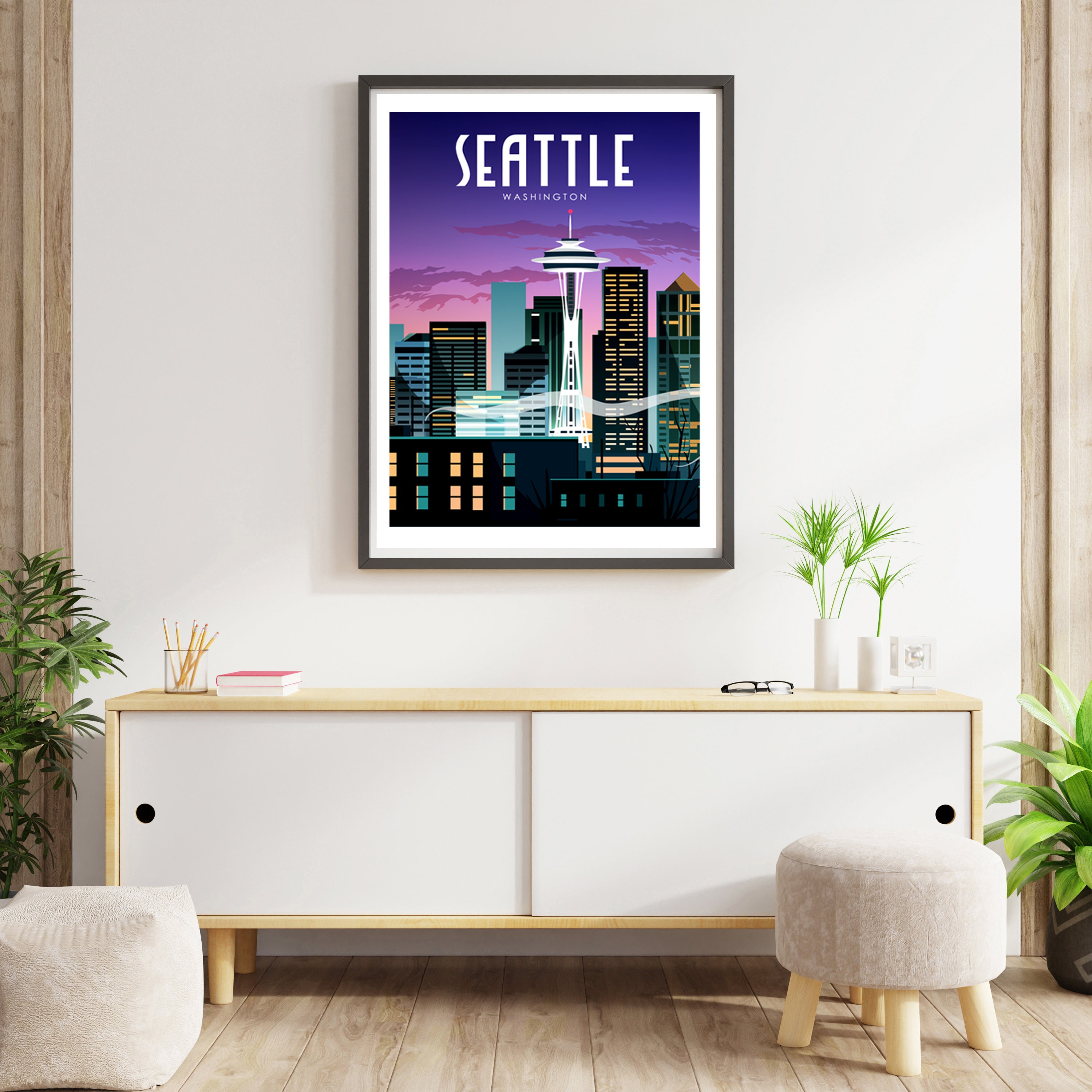 Seattle Poster Seattle Travel Poster Seattle Washington | Etsy