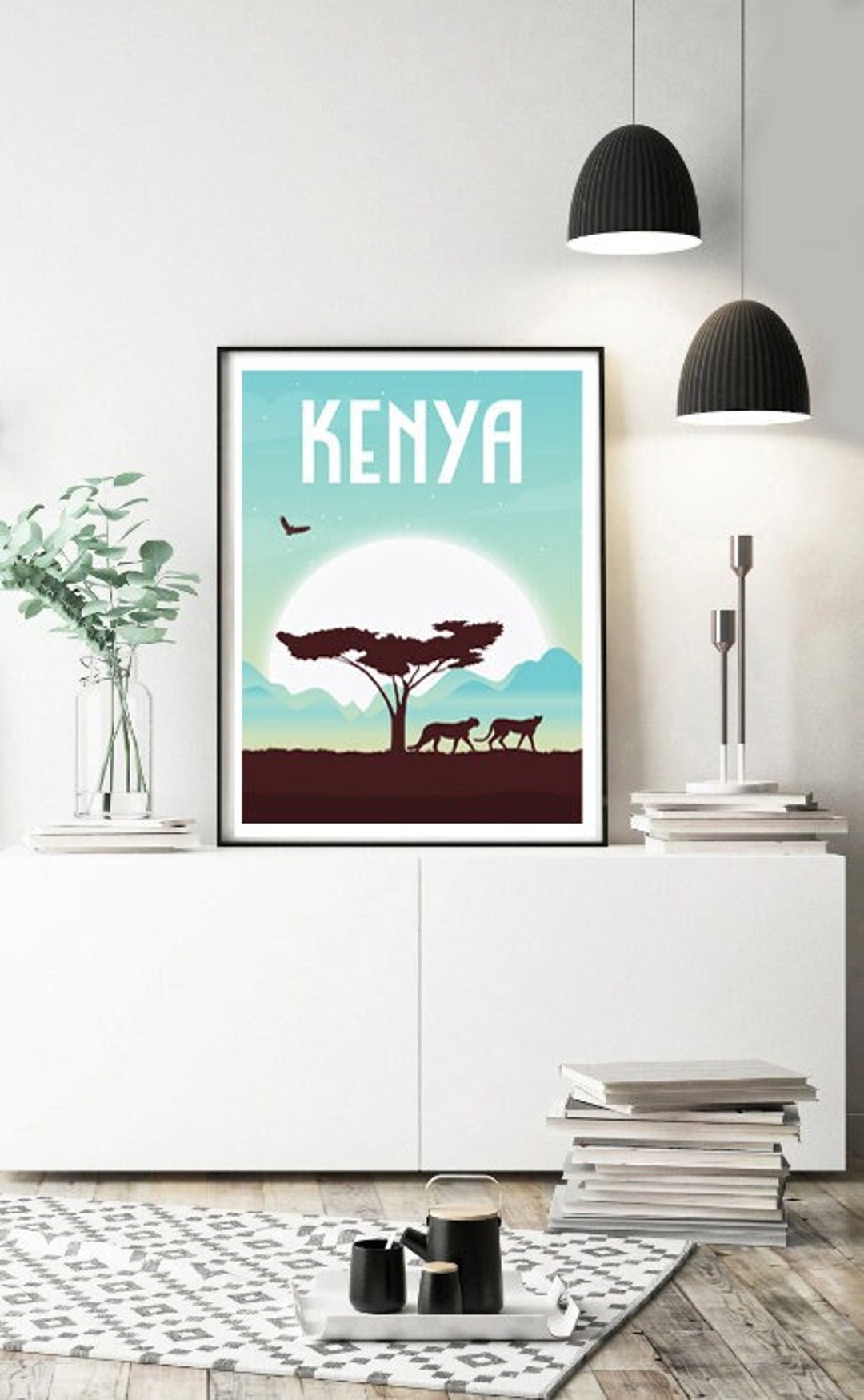 Kenya Travel Poster, Kenya Wall Art, Retro Travel Poster, Travel Wall ...