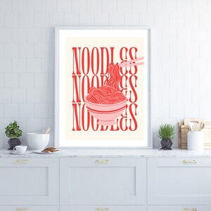 Noodles Print, Retro Noodles Print, Ramen Poster, Asian Food Kitchen ...