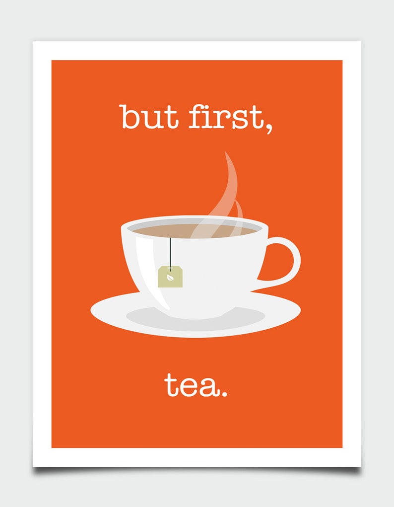 But First Tea, Retro Kitchen Art, Kitchen Print, Breakfast Room Decor ...