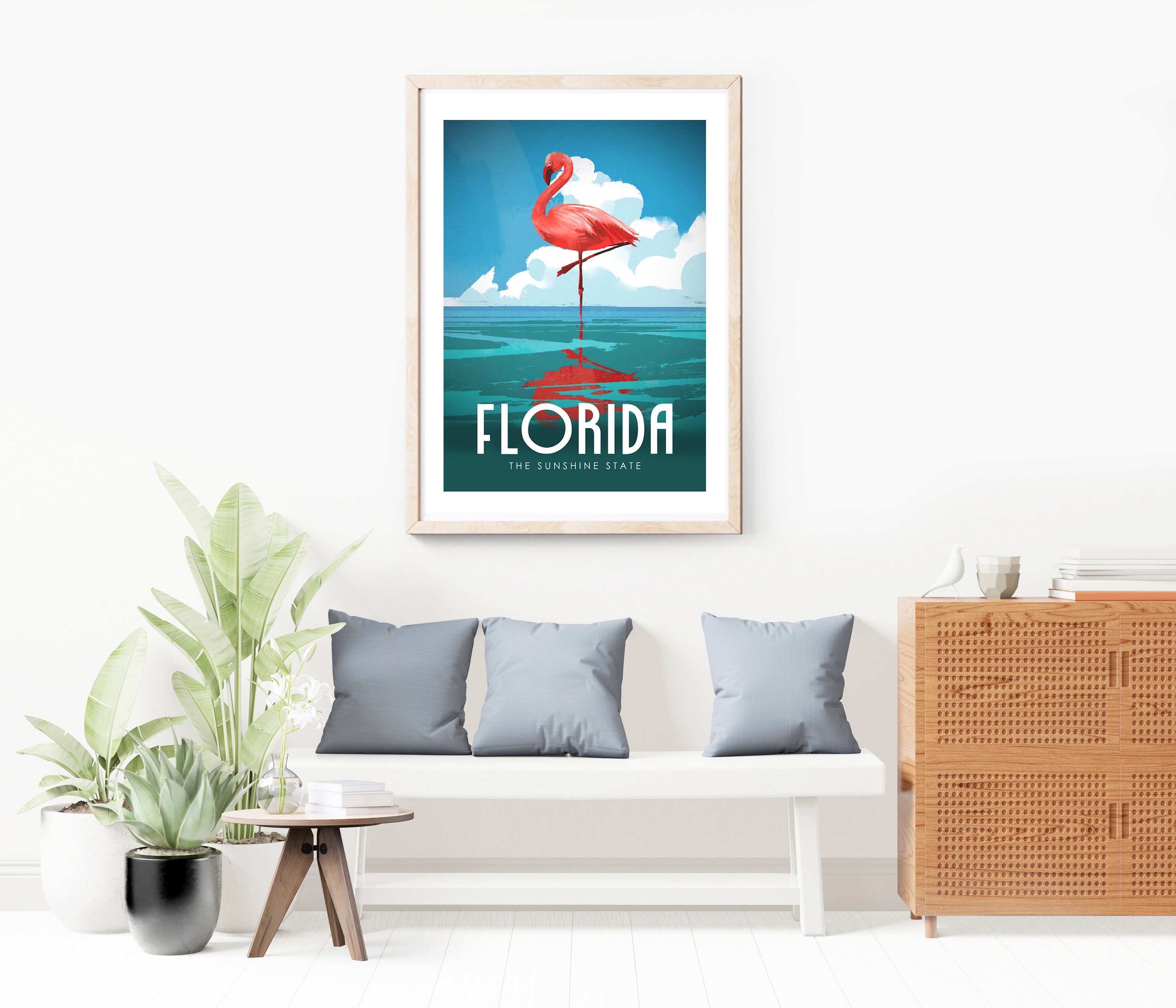 Florida Poster Florida Wall Art Retro Travel Poster Travel | Etsy