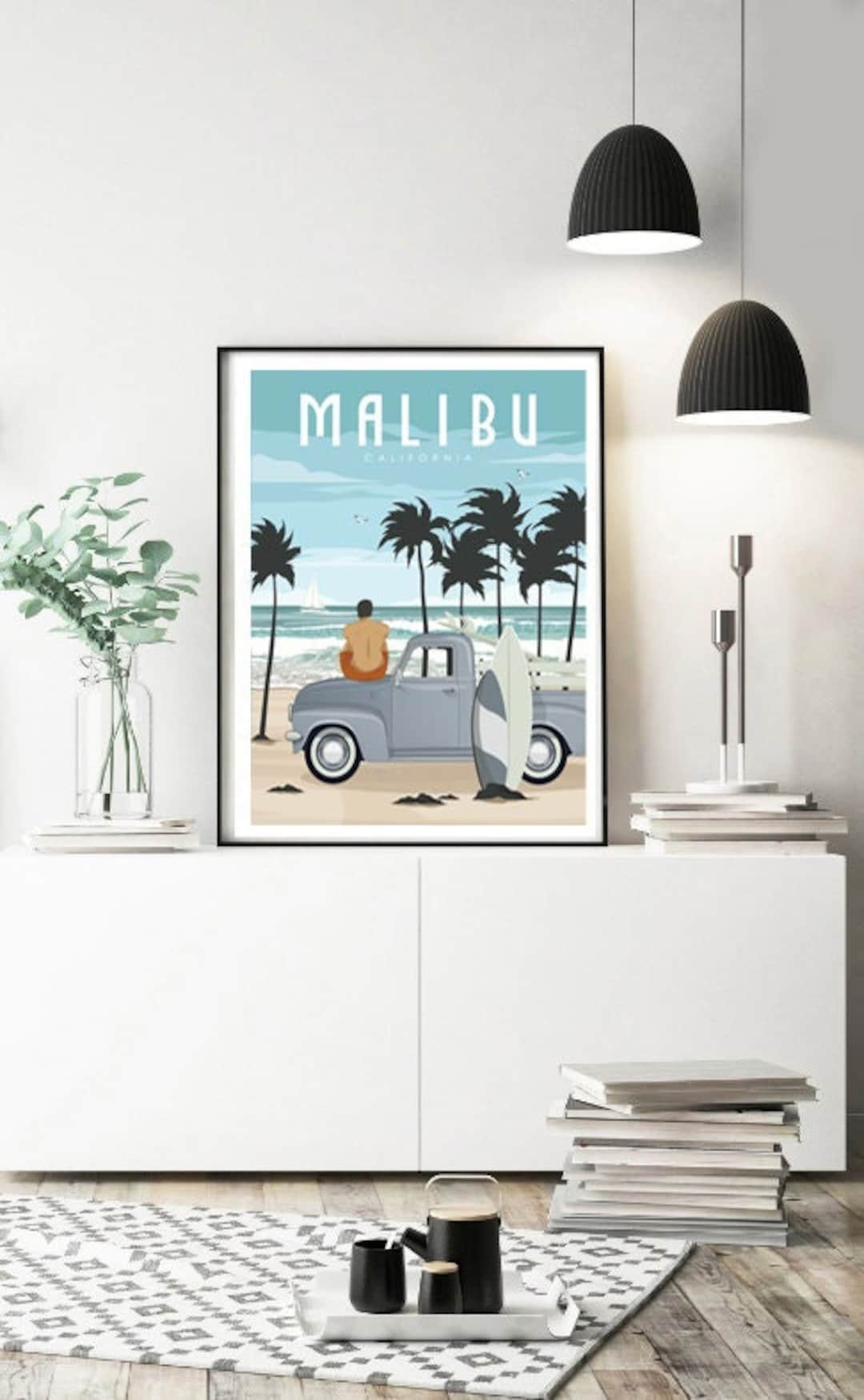 Malibu Poster, Malibu Travel Poster, California Poster, California Wall ...