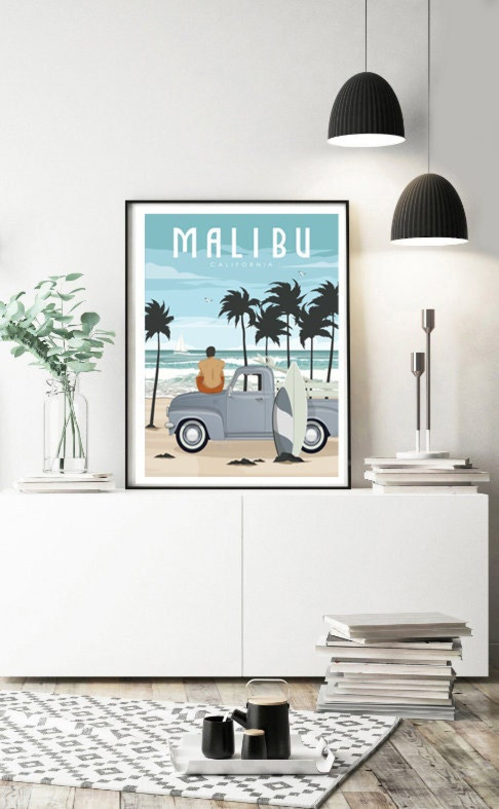 Malibu Poster Malibu Travel Poster California Poster - Etsy
