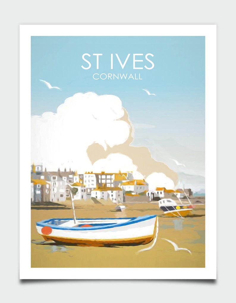 St Ives Poster Cornwall Poster Coastal Decor Travel Poster - Etsy