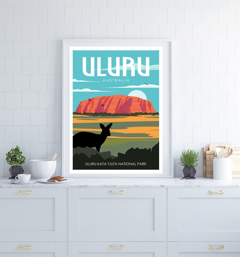 Uluru Travel Poster Ayers Rock Travel Poster Australia Wall | Etsy