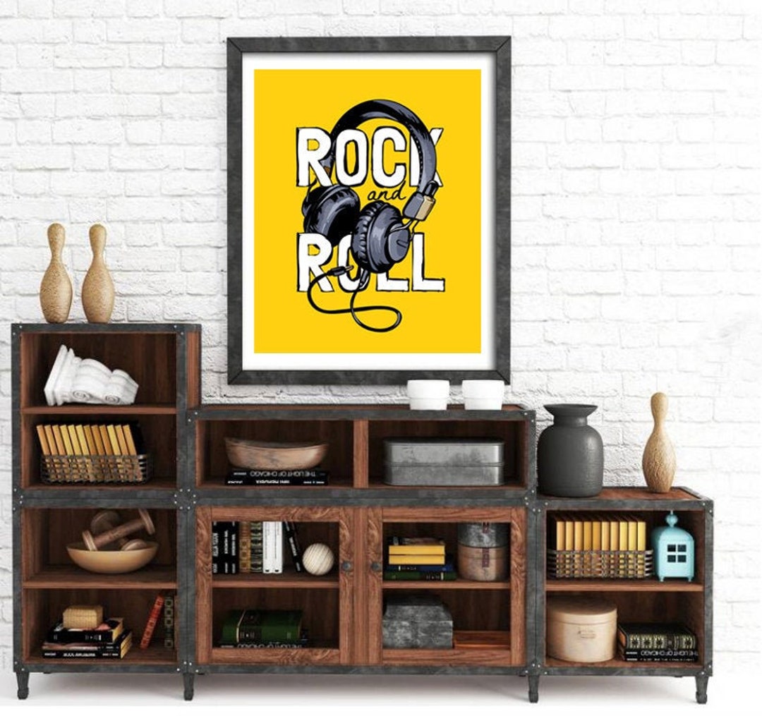 Music Poster, Rock Poster, Rock and Roll Quote, Dorm Decor, Art for Boy ...