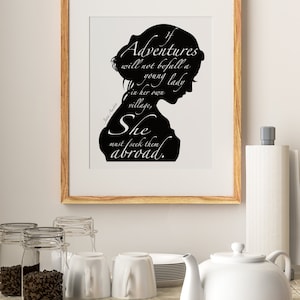 Jane Austen Quote, Inspirational Quote, Literary Print, Black & White ...