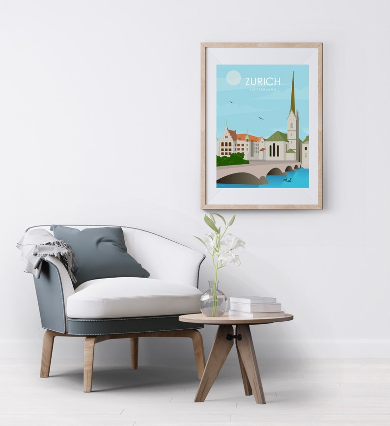 Switzerland Poster, Zurich Travel Poster, Travel Wall Art, Swiss Wall ...