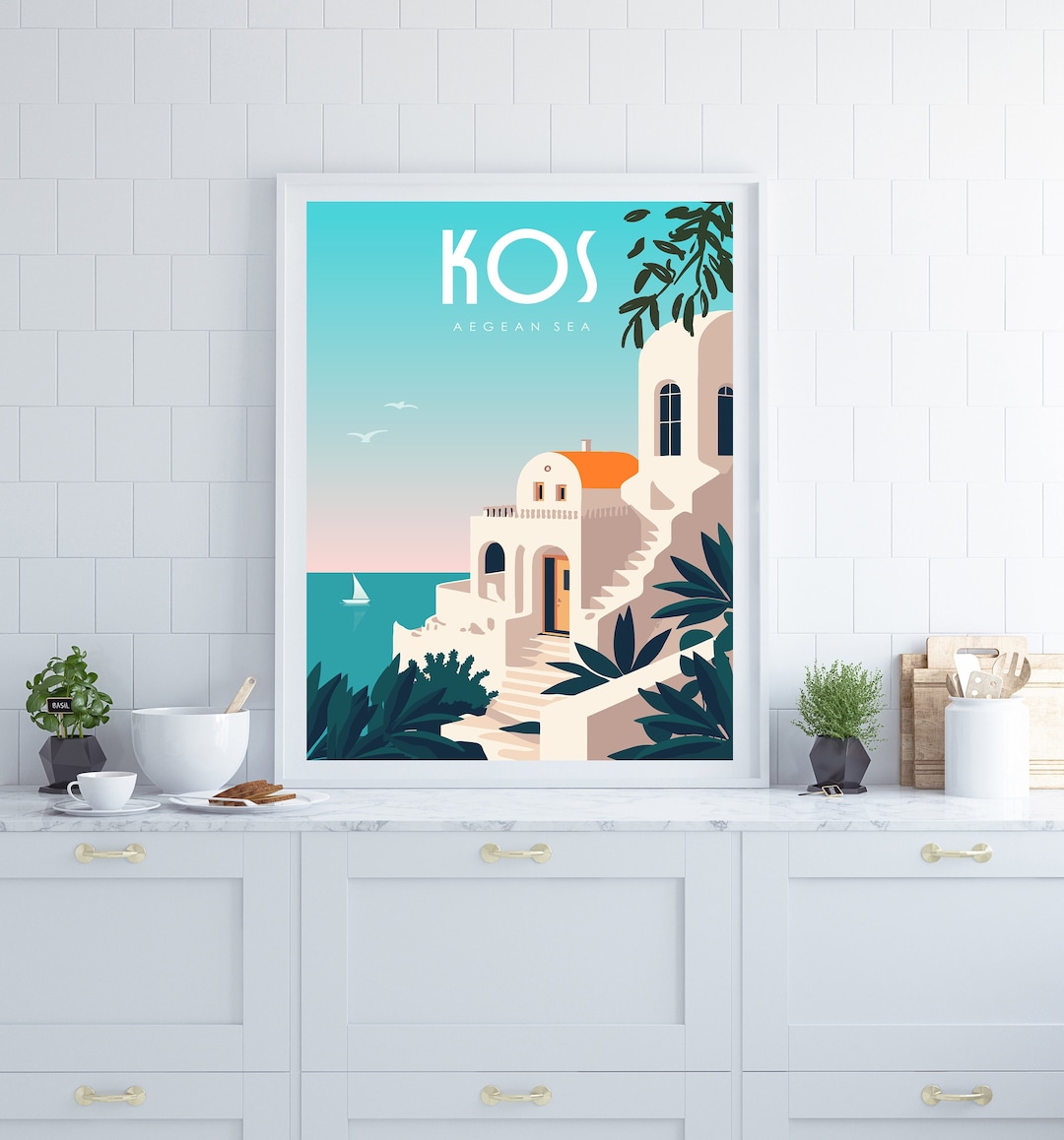 Kos Poster, Greece Poster, Greek Islands Wall Art, Coastal Wall Art ...