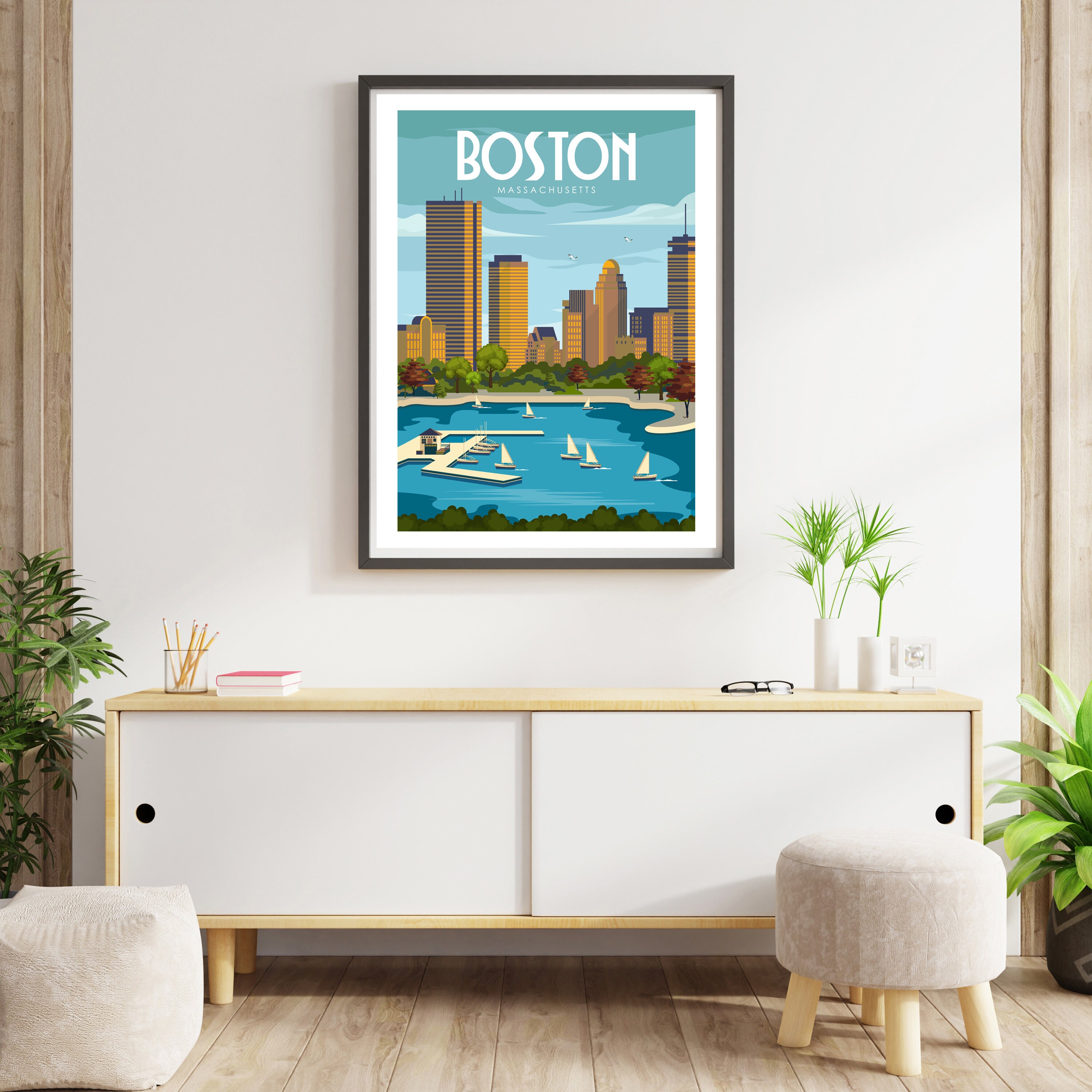 Boston Print Boston Poster Massachusetts Print Boston Wall | Etsy