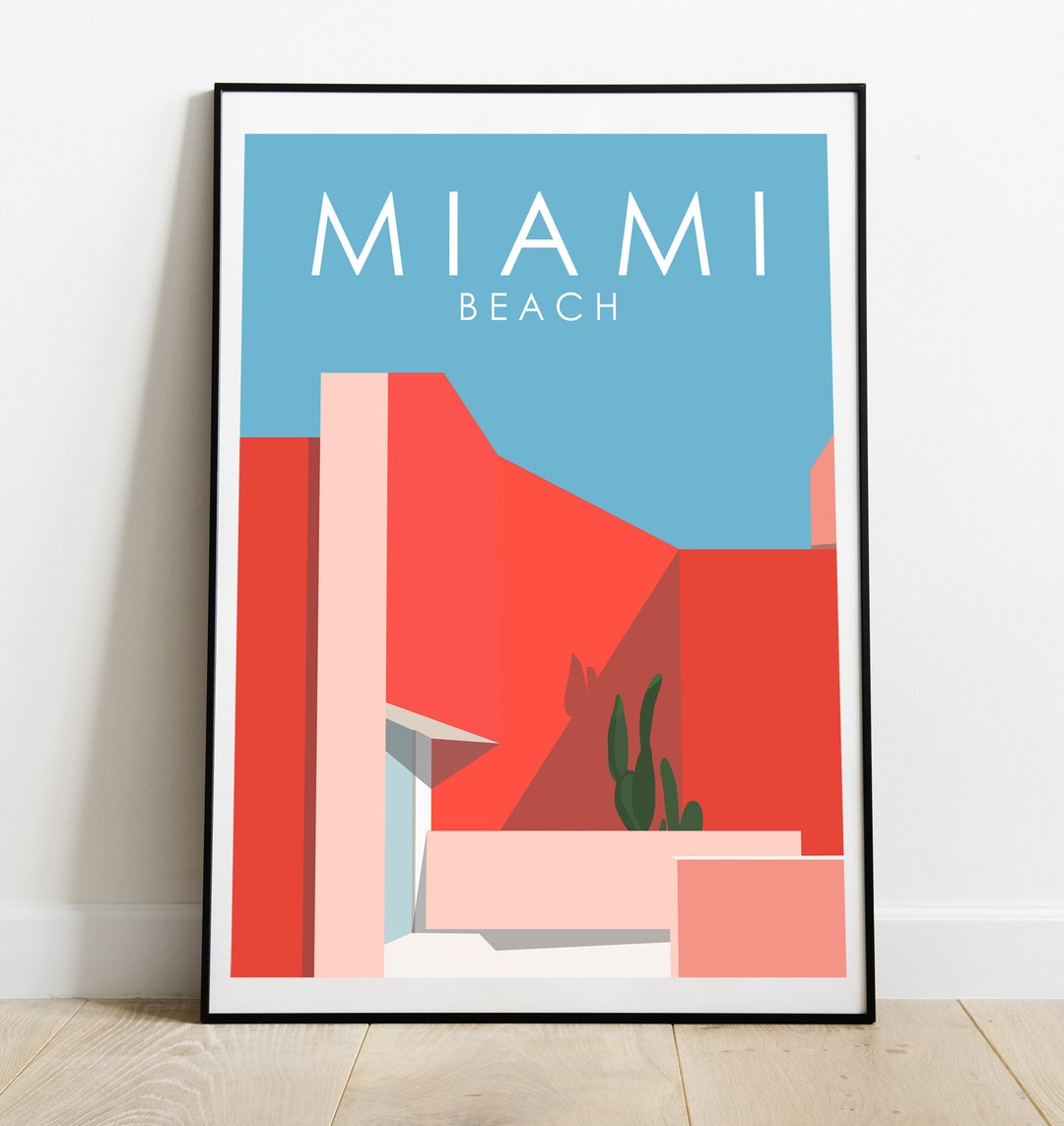 Miami Travel Poster, Miami Beach Poster, Retro Travel Poster, Travel ...