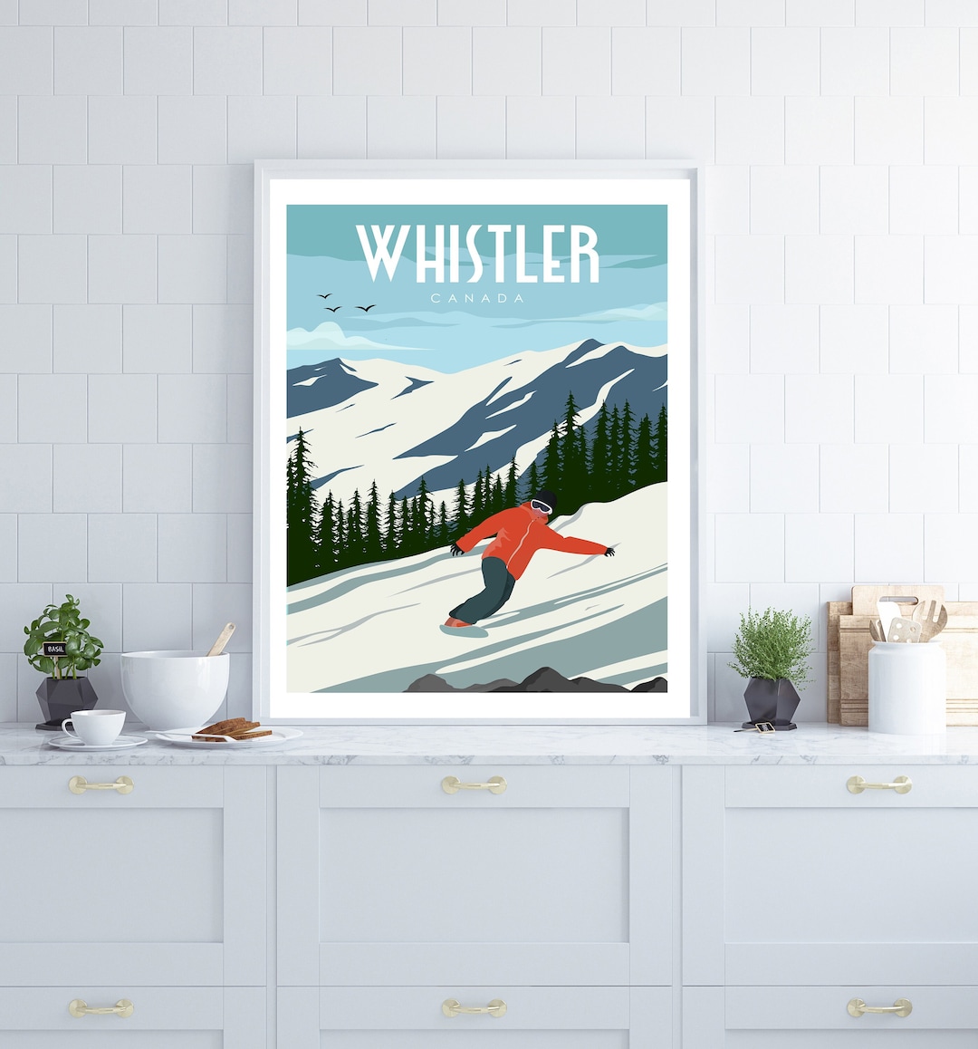 Whistler Poster, Whistler Travel Poster, Canada Wall Art, Snowboarding ...