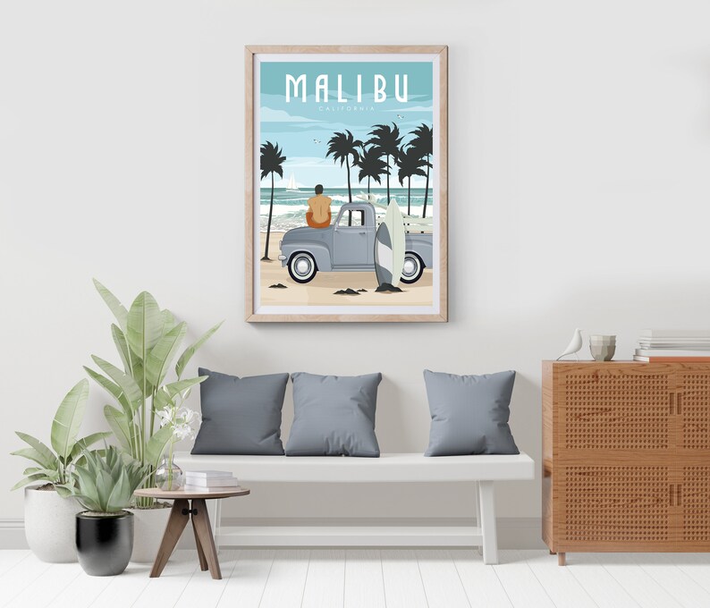 Malibu Poster, Malibu Travel Poster, California Poster, California Wall ...