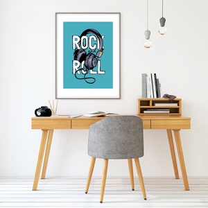 Music Poster, Rock Poster, Rock and Roll Quote, Dorm Decor, Art for Boy ...