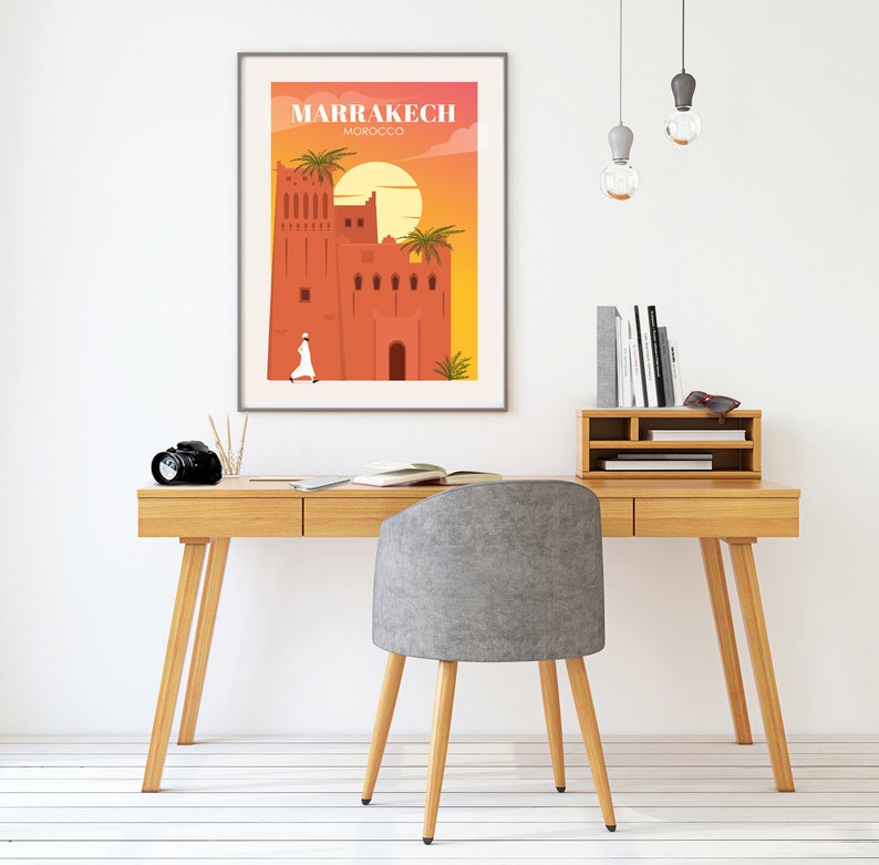 Marrakech Travel Poster Morocco Travel Poster Retro Travel - Etsy
