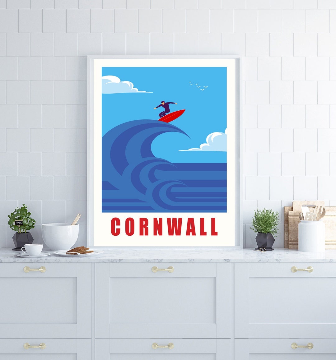 Cornwall Poster, Cornwall Wall Art, Surfer Wall Art, Gift for Surfer ...
