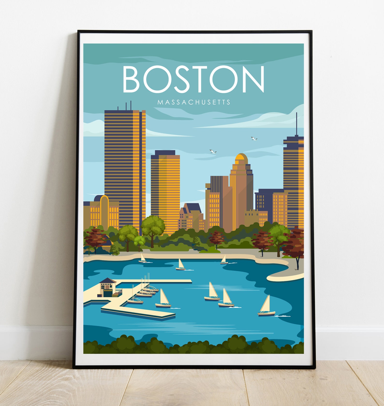 Boston Print Boston Poster Massachusetts Print Boston Wall | Etsy