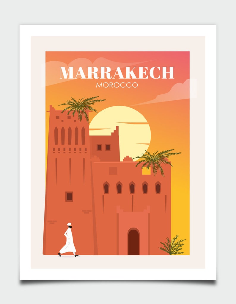 Marrakech Travel Poster Morocco Travel Poster Retro Travel - Etsy UK