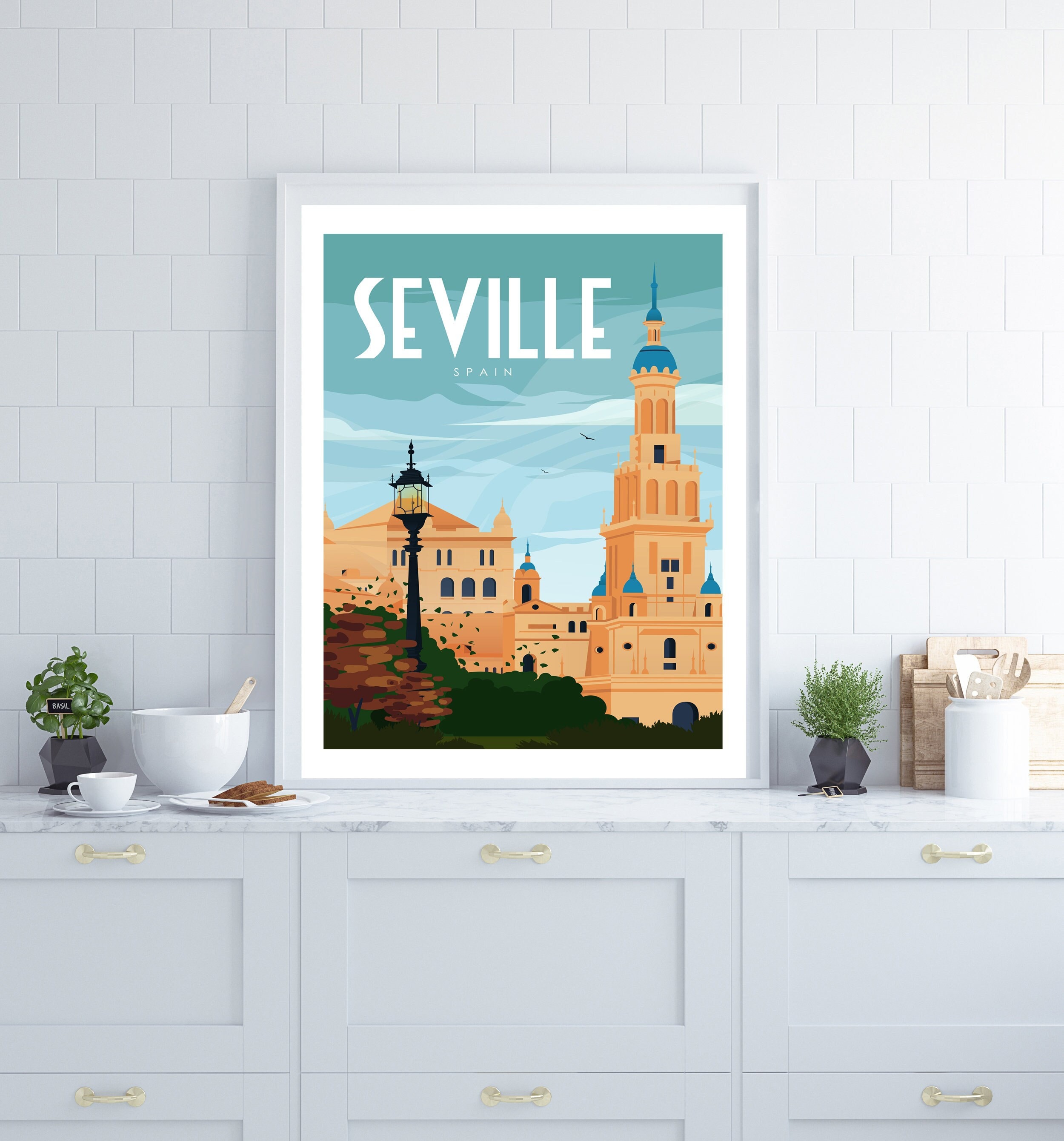 Seville Poster, Seville Wall Art, Spain Wall Art, Travel Poster, Retro ...