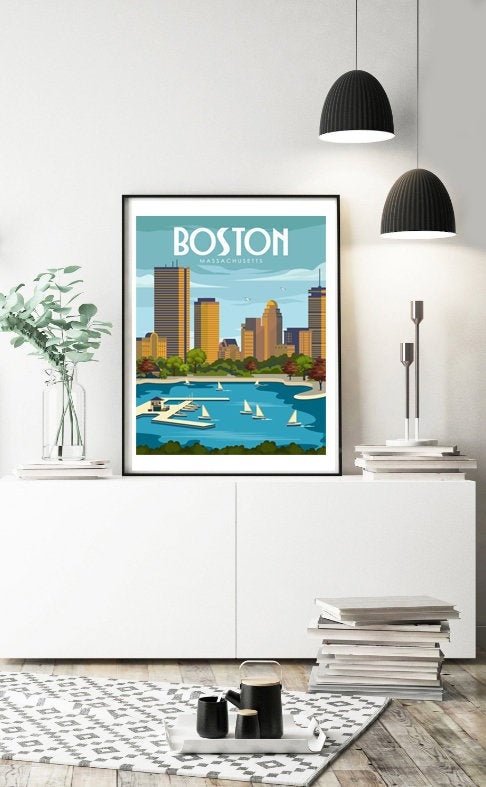 Boston Print Boston Poster Massachusetts Print Boston Wall | Etsy