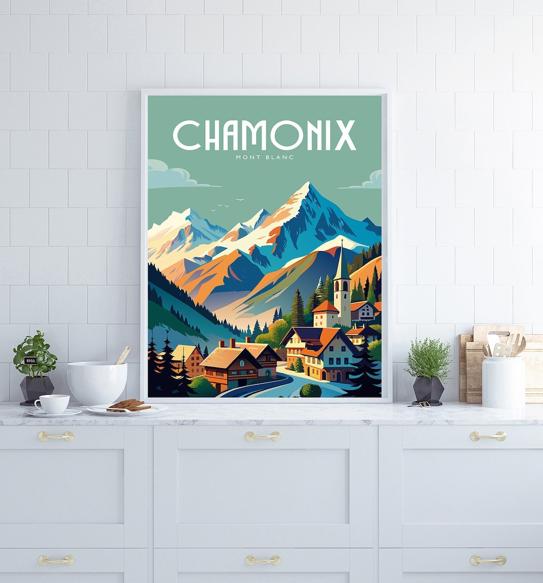 Chamonix Poster, Mont Blanc Wall Art, Ski Poster, Retro Travel Poster ...