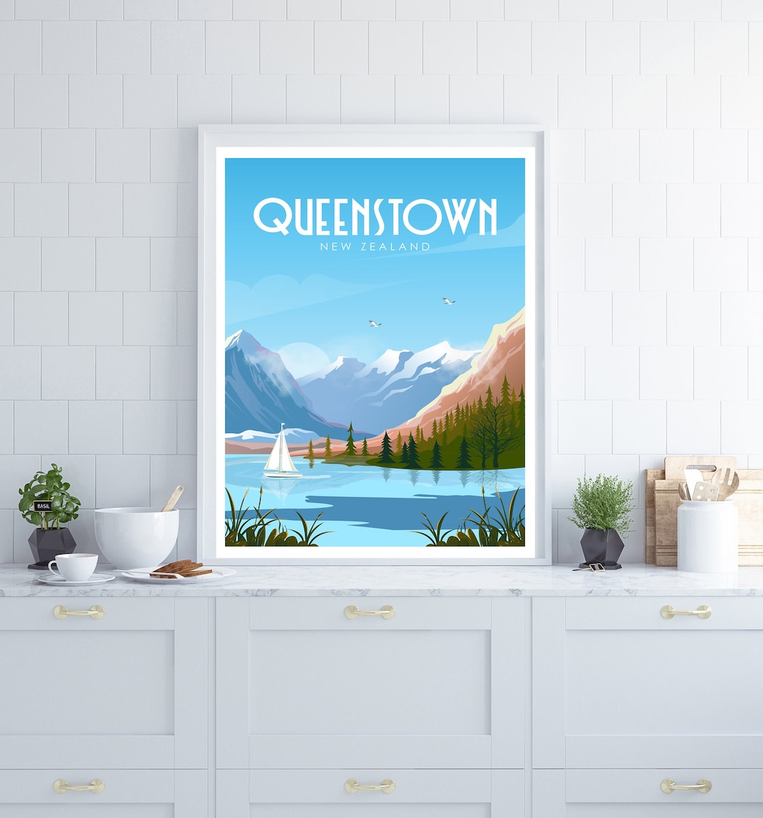 Queenstown Travel Poster, New Zealand Poster, New Zealand Wall Art ...