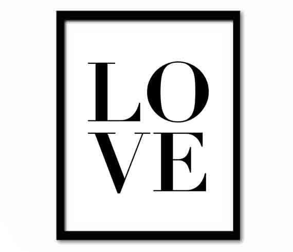 Love Quote Love Print Black and White Art Bedroom Decor | Etsy
