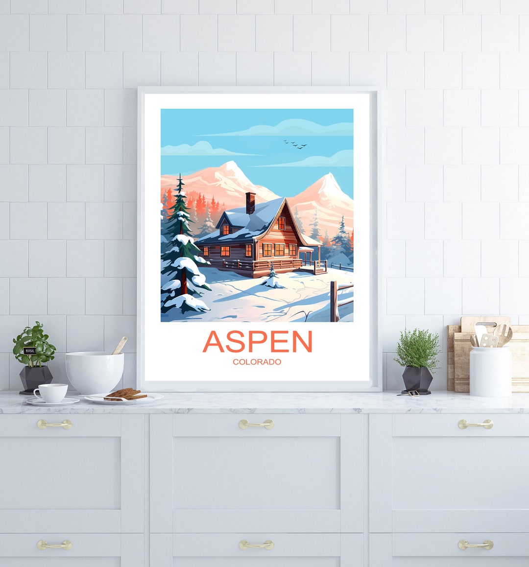 Aspen Travel Print, Aspen Poster, Colorado Poster, Ski Resort Poster ...