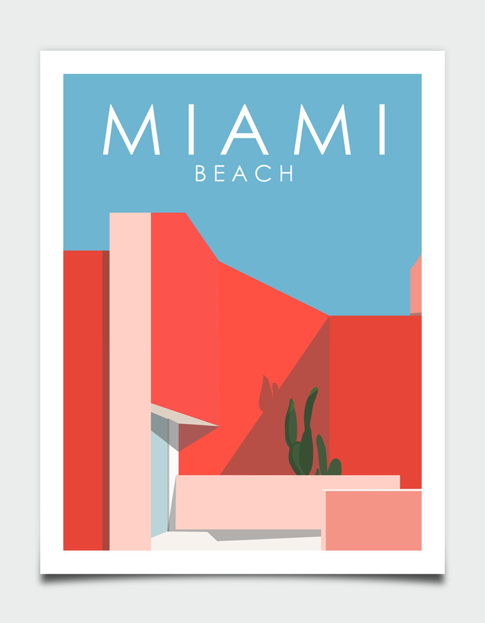 Miami Travel Poster Miami Beach Poster Retro Travel Poster - Etsy UK