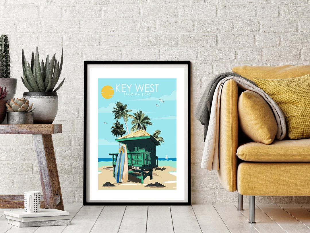 Key West Travel Poster, Florida Travel Poster, Retro Travel Poster ...