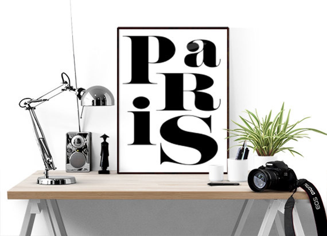 Paris Poster Black and White Wall Art French Poster French - Etsy