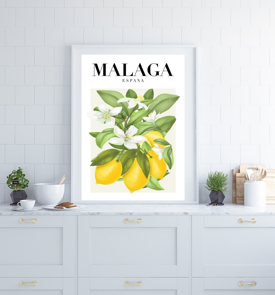 Malaga Poster, Spain Travel Poster, Travel Wall Art, Lemons Wall Art ...