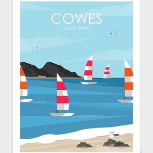 Cowes Travel Poster, Cowes Isle of Wight, Sailing Wall Art, Coastal ...