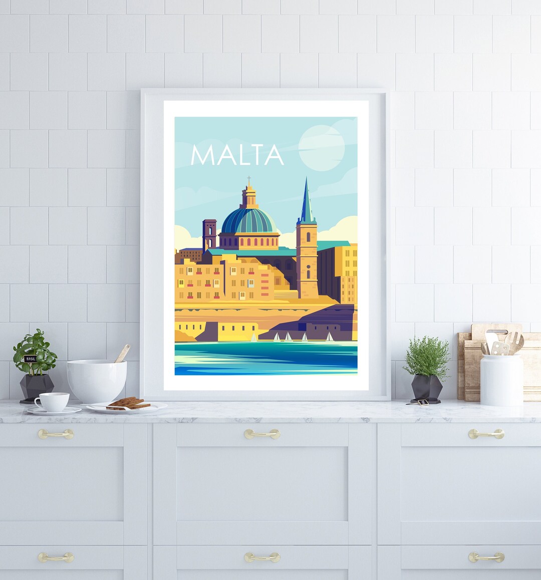 Malta Travel Poster, Valetta Malta Poster, Anniversary Gift, Retro ...
