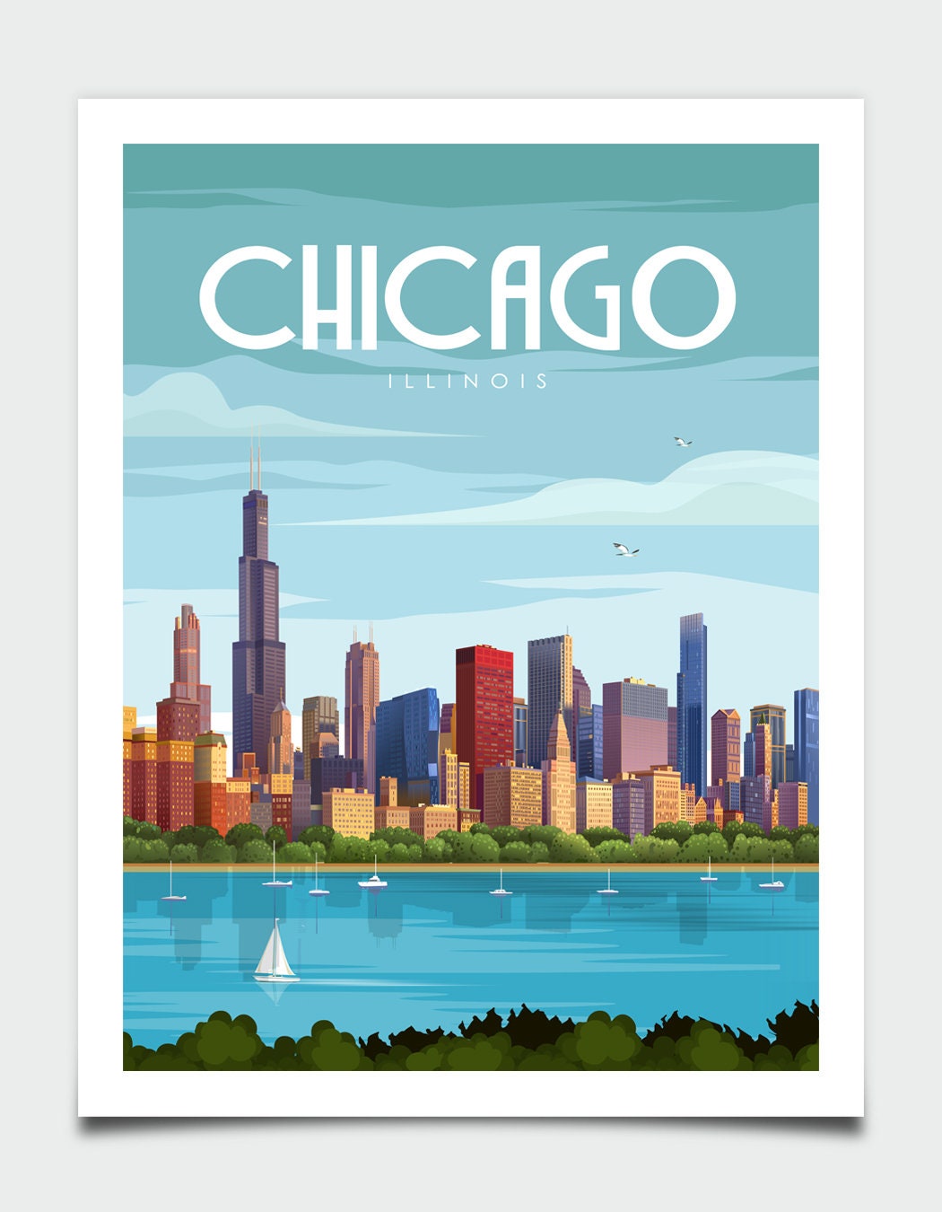 Chicago Poster Chicago Travel Poster Chicago Gift Travel - Etsy UK