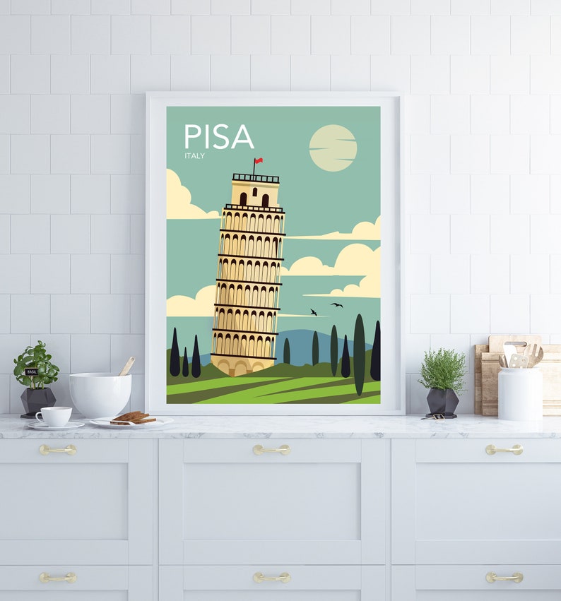 Pisa Travel Poster, Retro Pisa Travel Print, Pisa Poster, Italy Travel ...