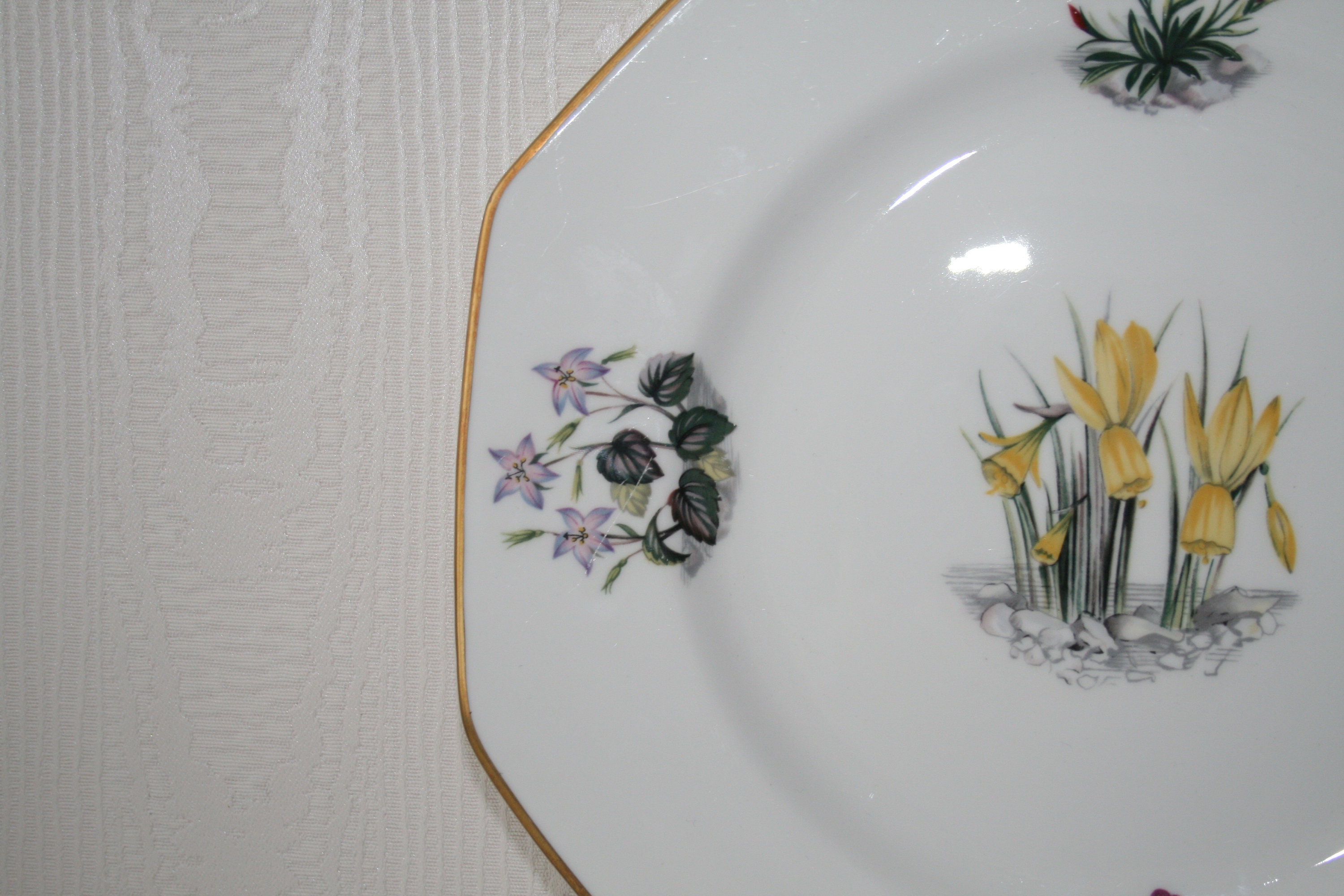 Vintage Royal Worcester Floral Daffodil Violets Octagonal Plate - Etsy