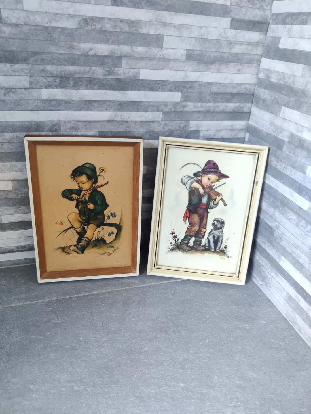 Pair of Vintage 1960s Framed Hilde Prints the Boy Fiddler - Etsy