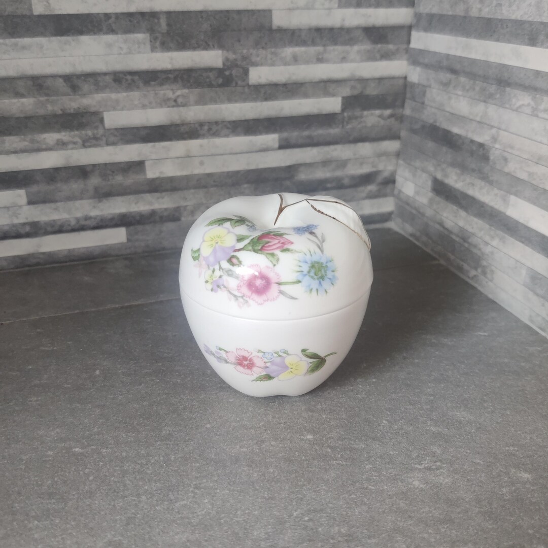 Aynsley Floral 'wild Tudor' Apple Shaped Trinket Dish - Etsy