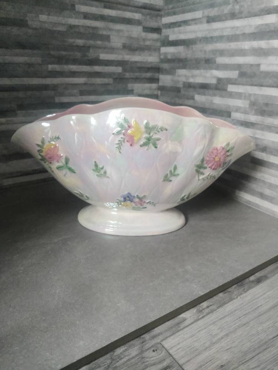 Vintage Maling Ware Blossom Floral Lustre Vase, Pink Lustreware Mantle ...