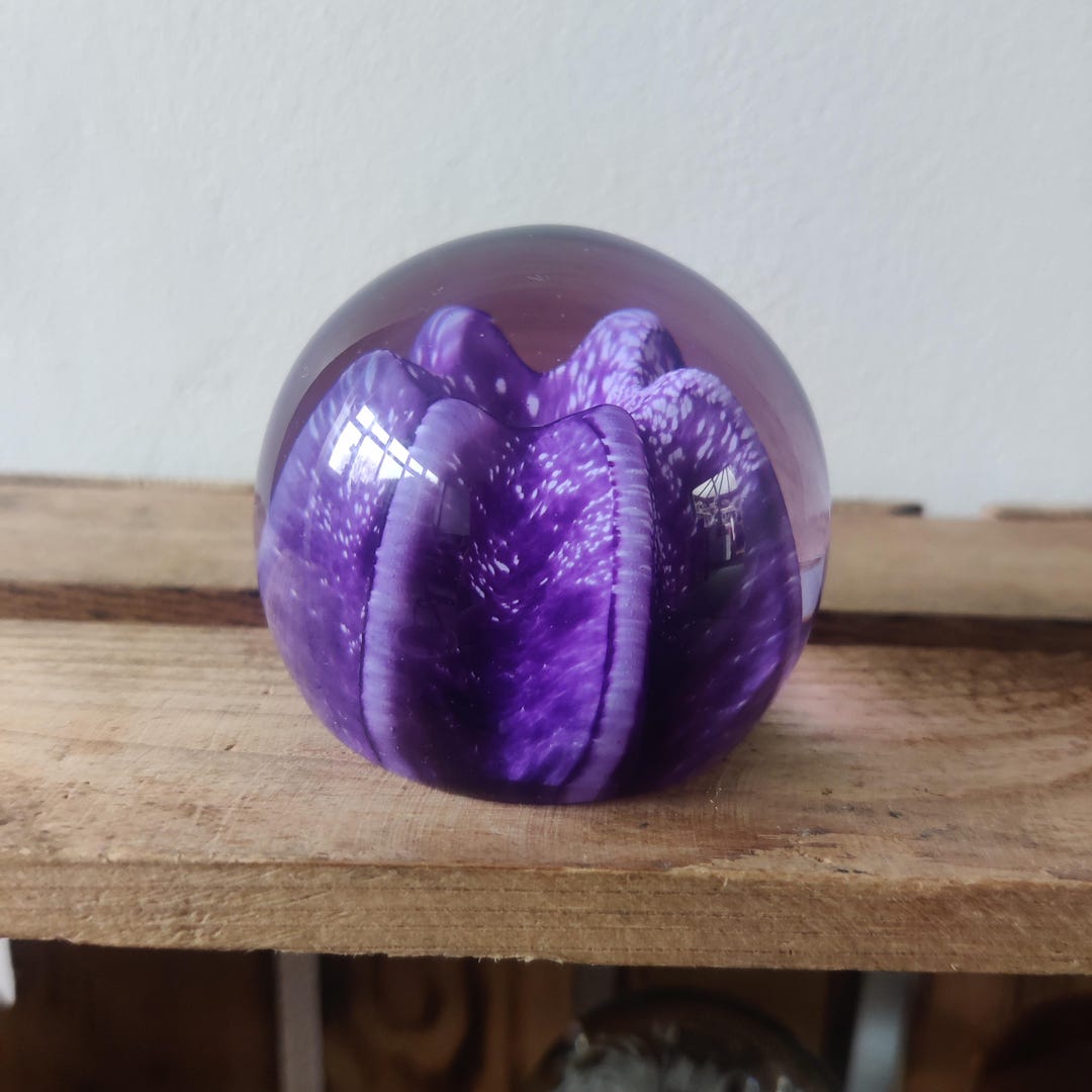 Caithness Crystal Purple Art Glass Paperweight; Vintage Paperweight ...