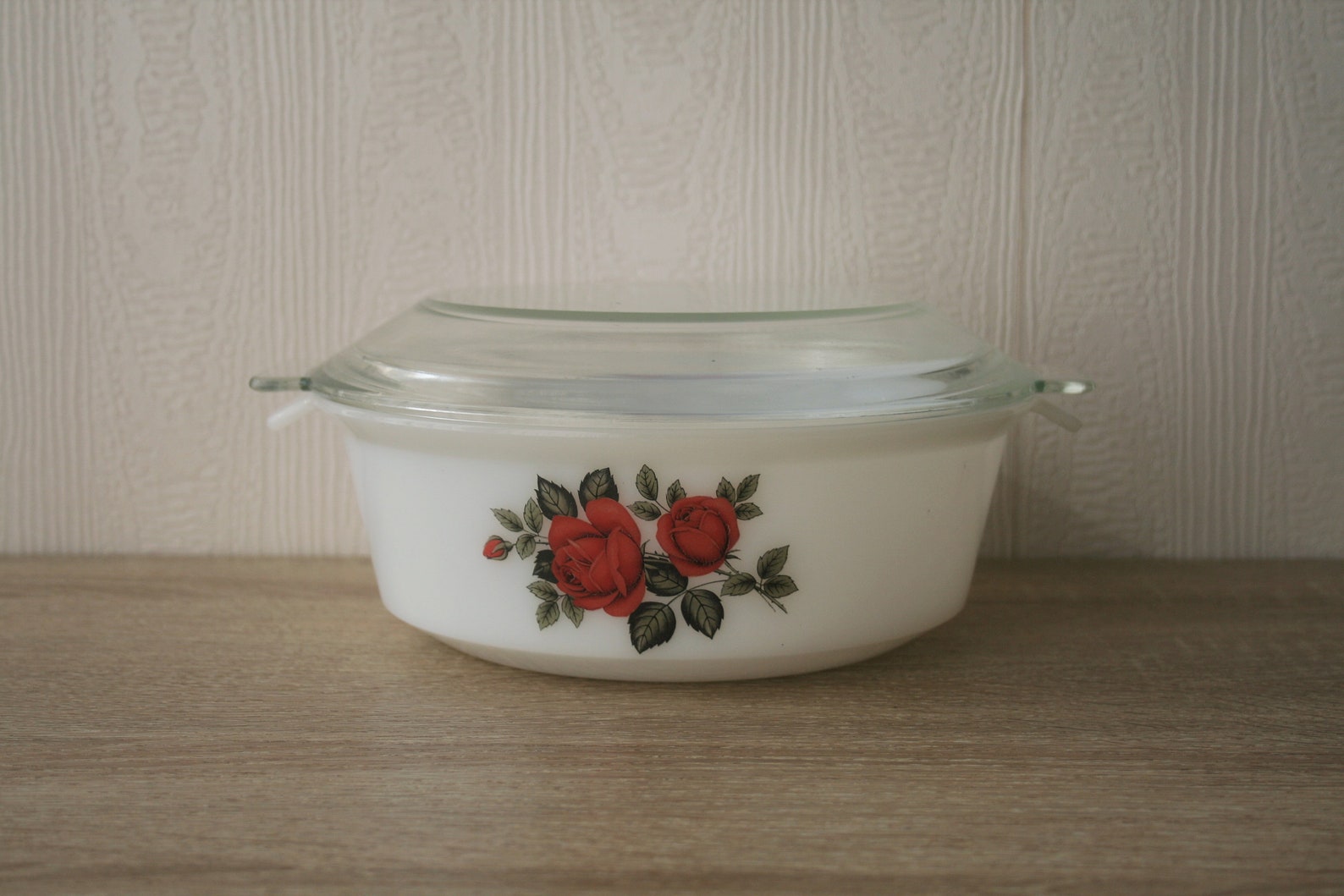 Phoenix Casserole Dish With Lid, Red Rose / Floral Pattern, Basin ...
